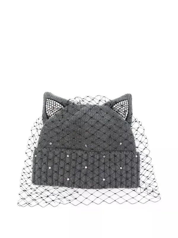 CA4LA Cat Ears Embellished Hat - Grey