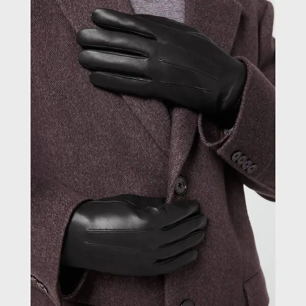 Theory Nappa Leather Tech Gloves - Black