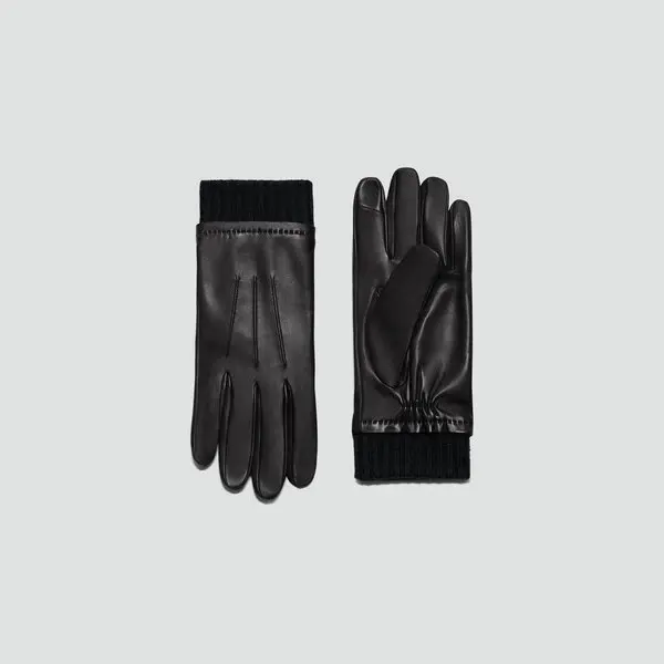 Theory Nappa Leather Tech Gloves - Black