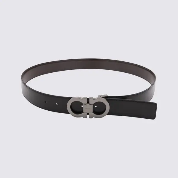 FERRAGAMO Gancini Leather Belt - Black