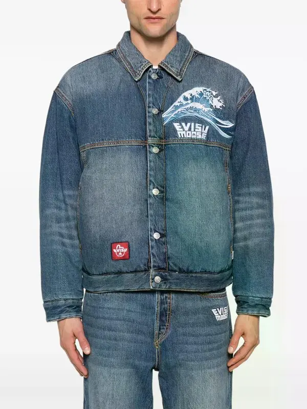 Moose Knuckles X Evisu Graphic Print Denim Jacket