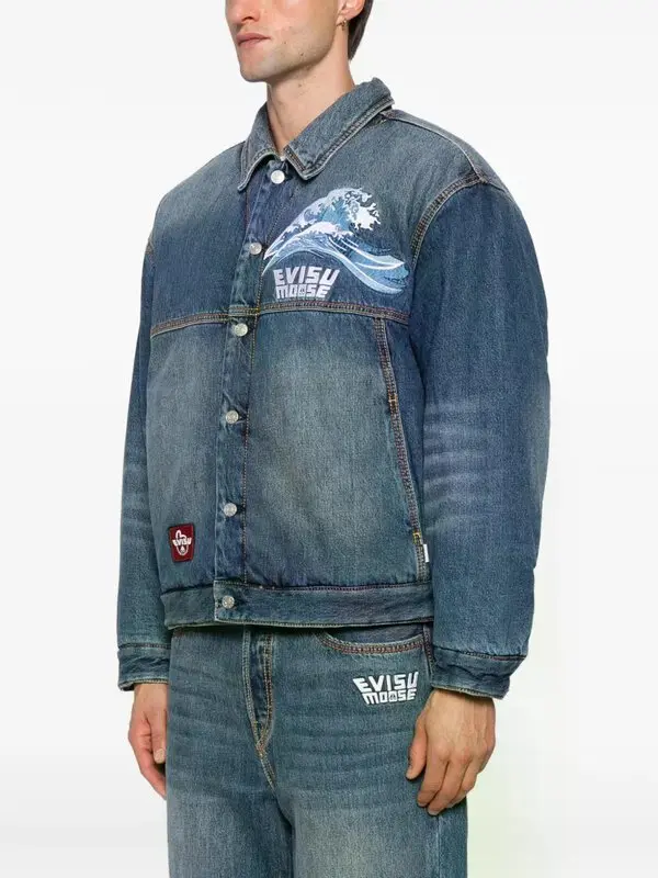 Moose Knuckles X Evisu Graphic Print Denim Jacket