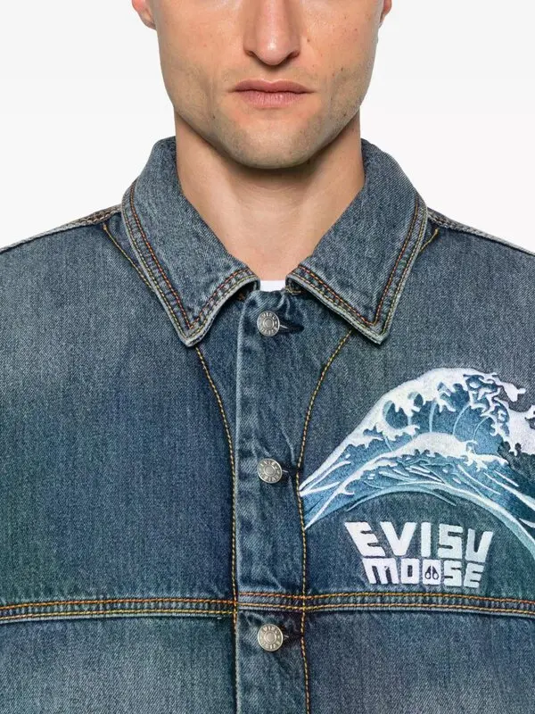 Moose Knuckles X Evisu Graphic Print Denim Jacket