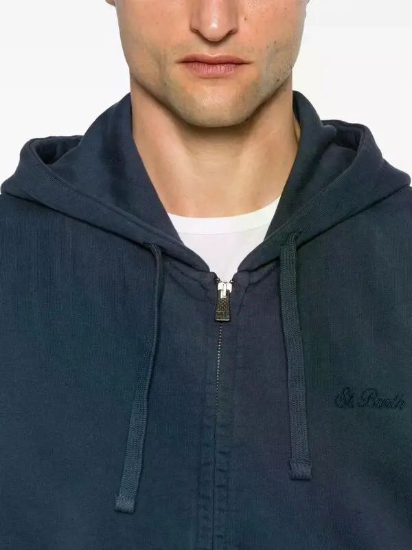 MC2 SAINT BARTH Zip Hooded Mercer Light Sweater - Blue