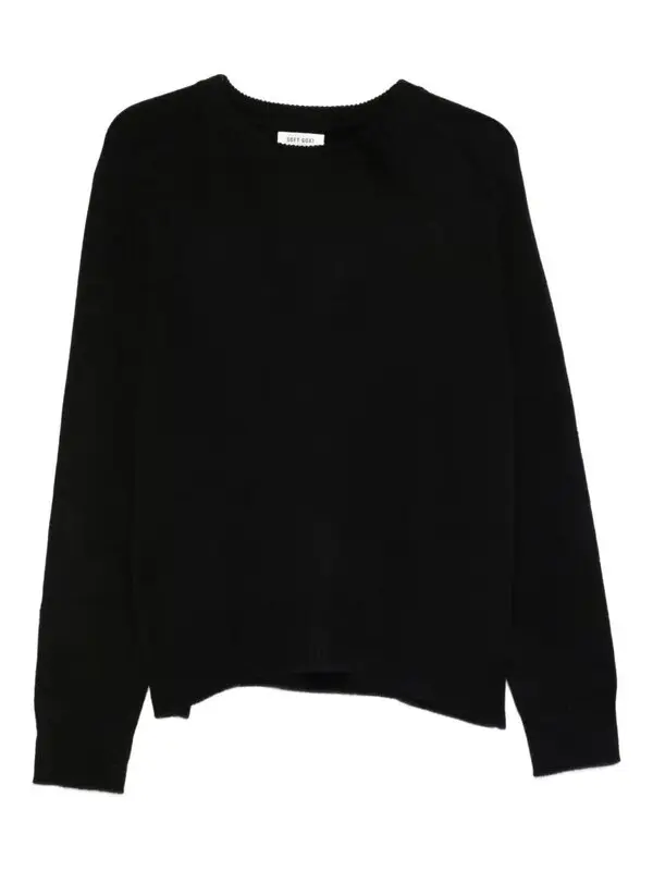Soft Goat Boyfriend Crew-neck Knitwear - Black