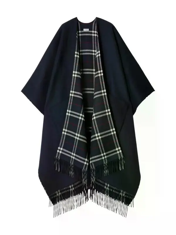 Burberry Check Pattern Reversible Cape - Blue