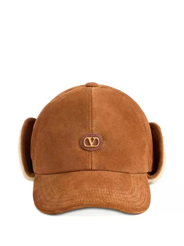 Valentino Garavani Vlogo Signature Baseball Cap With Ear Flaps - Brown