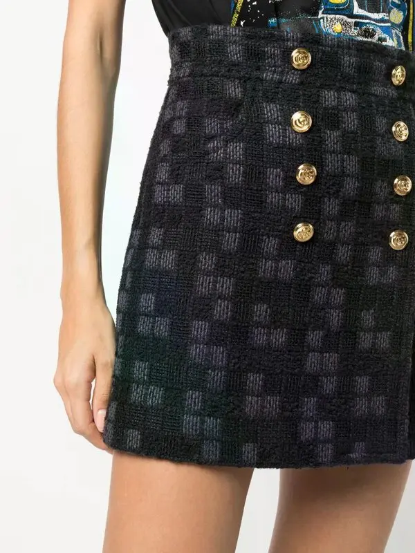 Gucci Double-breasted Tweed Miniskirt
