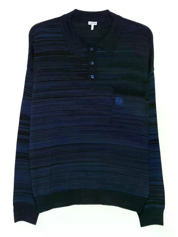 Loewe Striped Logo Polo Sweater - Blue