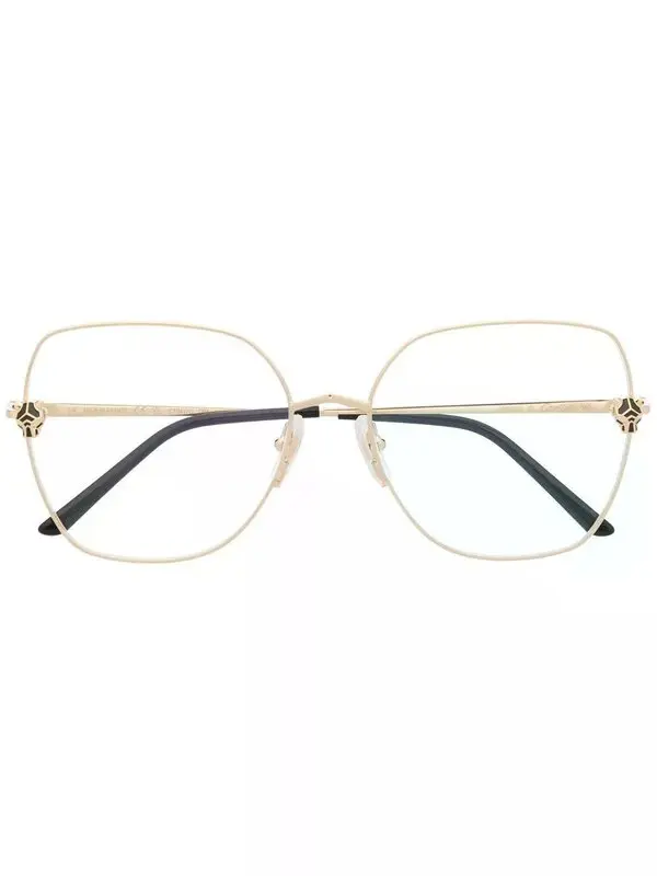 Cartier Engraved Oversized Glasses - Gold