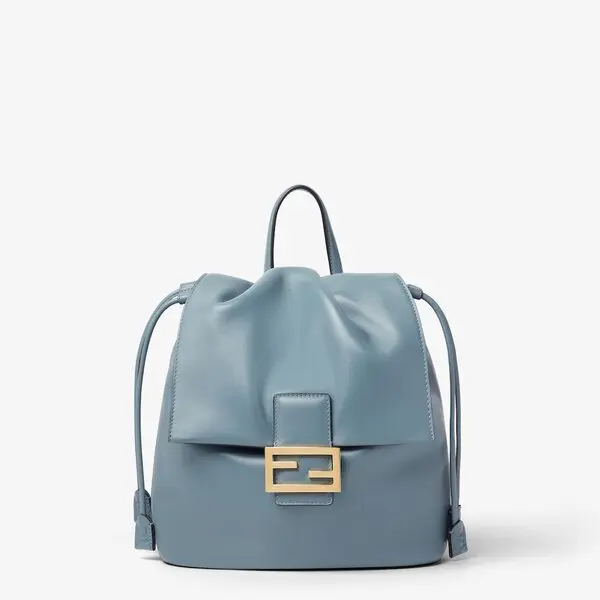 Fendi Ff Clasp Mercury Blue Calfskin Backpack