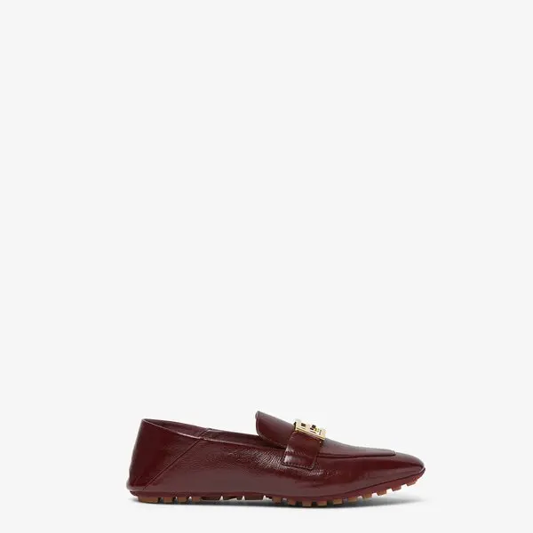 Fendi Ff Baguette Burgundy Nappa Leather Loafers