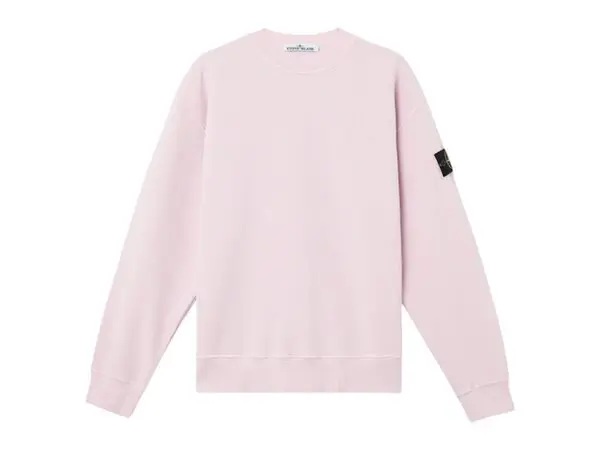 Stone Island Heavy Fleece Organic Cotton Crewneck Sweatshirt - Pink