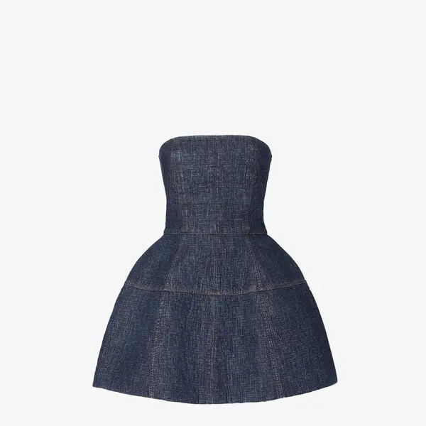 Fendi Bustier Dress With Quilted Ff Motif - Blue
