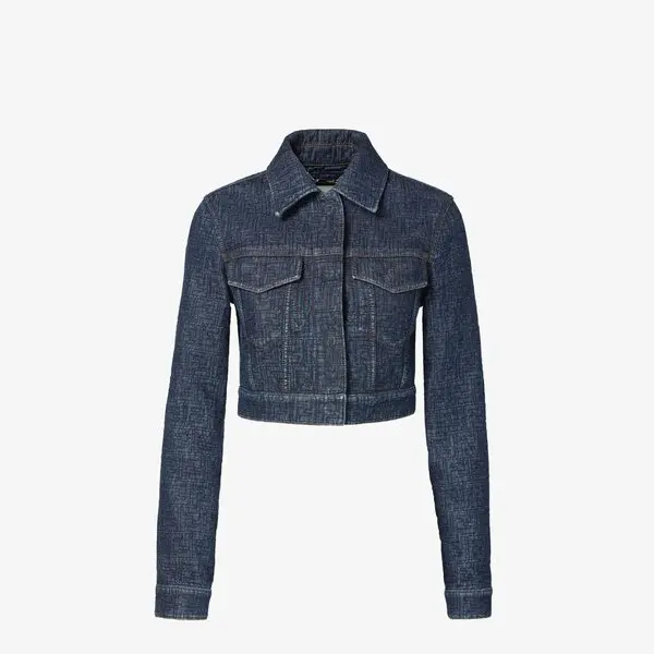 Fendi Ff Motif Dark Denim Jacket - Blue