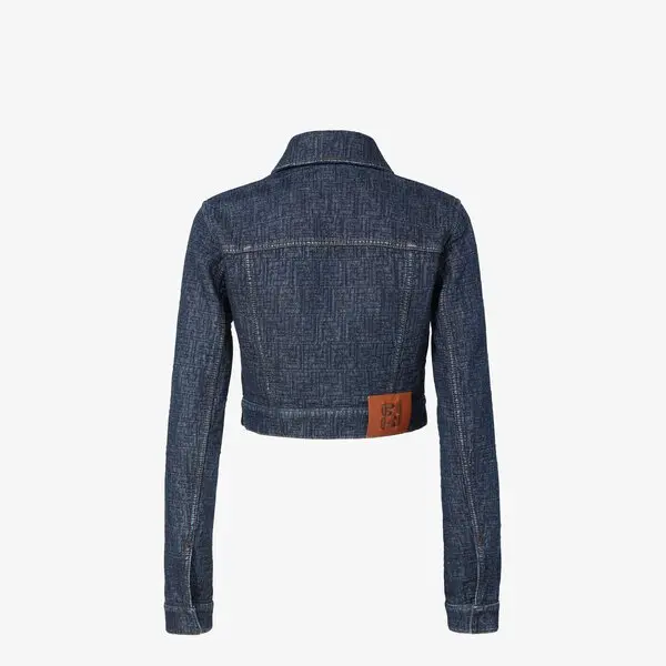 Fendi Ff Motif Dark Denim Jacket - Blue