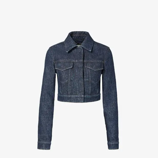 Fendi Ff Motif Dark Denim Jacket - Blue