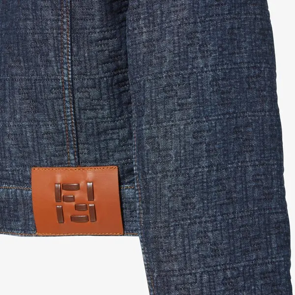 Fendi Ff Motif Dark Denim Jacket - Blue
