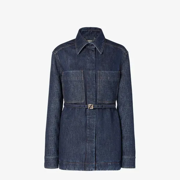 Fendi Single-breasted Denim Jacket - Blue