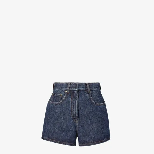 Fendi Flared Five-pocket Denim Shorts - Blue