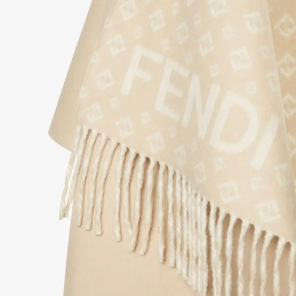 Fendi Wool And Cashmere Poncho With Ff Diamonds Motif