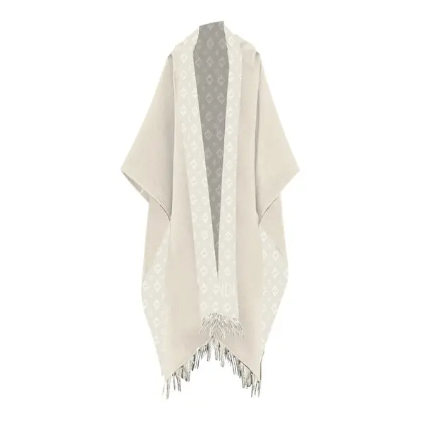 Fendi Wool And Cashmere Poncho With Ff Diamonds Motif