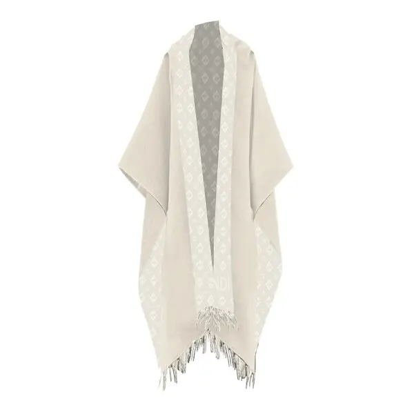 Fendi Wool And Cashmere Poncho With Ff Diamonds Motif