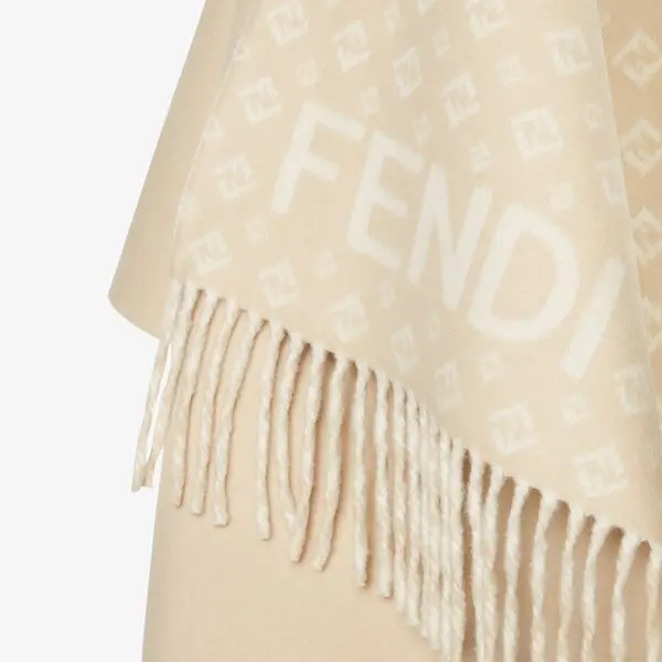 Fendi Wool And Cashmere Poncho With Ff Diamonds Motif