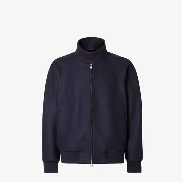Fendi Cashmere Blouson With Embossed Ff Patch - Blue