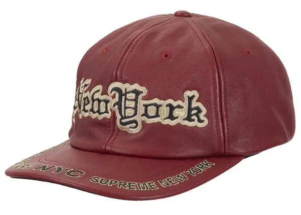 Supreme Leather 6-panel Cap - Red