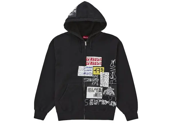 Supreme 176 Zip Up Hooded Sweatshirt - Black