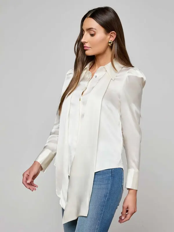 L'Agence Silk Blouse Top - Ivory
