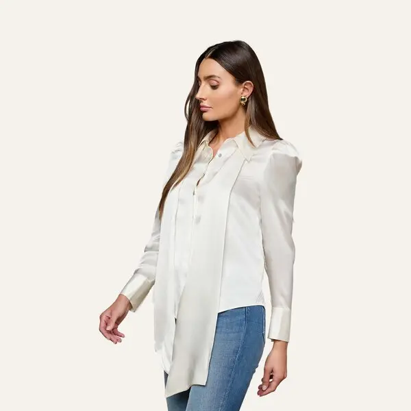 L'Agence Silk Blouse Top - Ivory