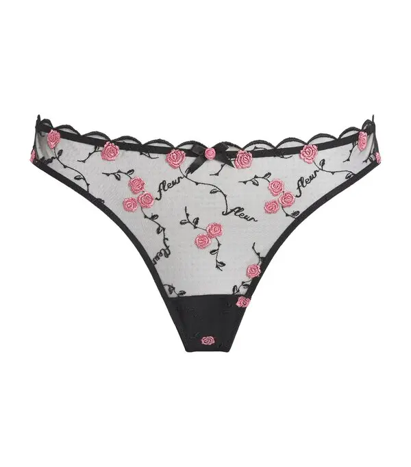 Fleur Du Mal Rose And Vine Thong - Black
