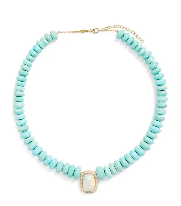 Jacquie Aiche Yellow Diamond, Opal, And Turquoise Necklace - Gold
