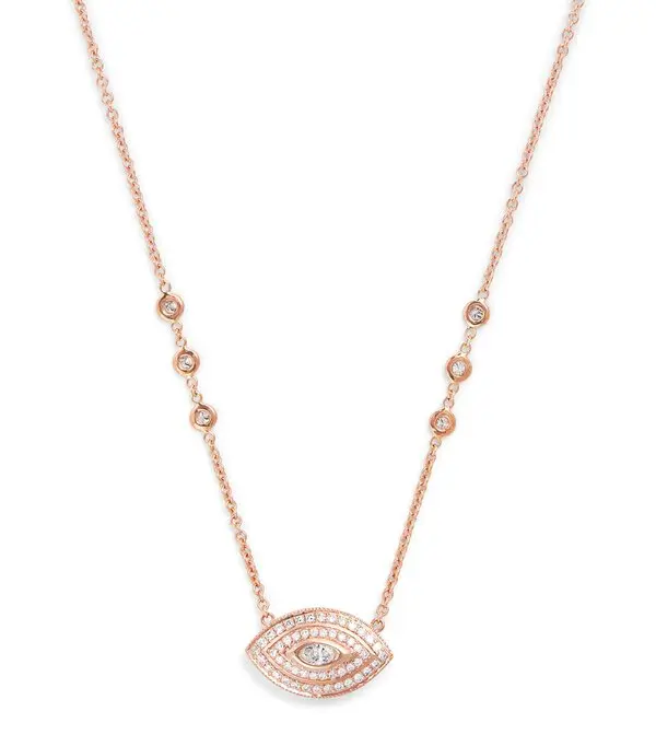 Jacquie Aiche Diamond Evil Eye Necklace - Rose Gold