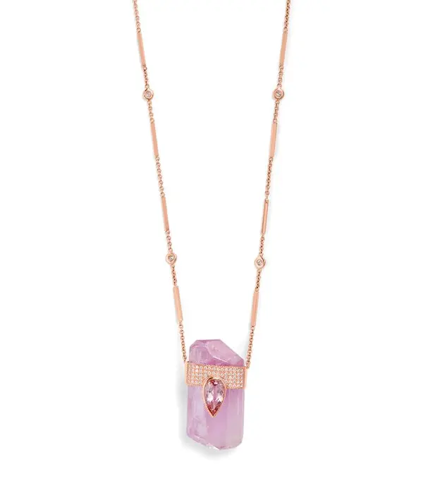 Jacquie Aiche Diamond, Kunzite And Crystal Necklace - Rose Gold