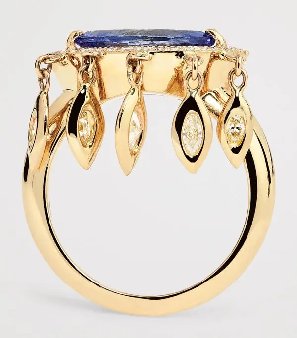 Jacquie Aiche Yellow Diamond, And Tanzanite Evil Eye Shaker Ring