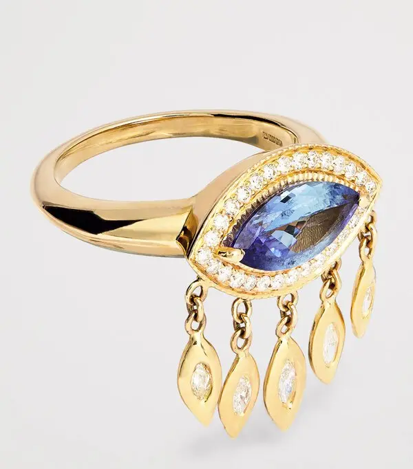 Jacquie Aiche Yellow Diamond, And Tanzanite Evil Eye Shaker Ring
