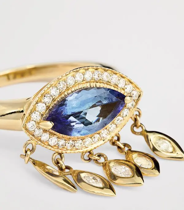 Jacquie Aiche Yellow Diamond, And Tanzanite Evil Eye Shaker Ring