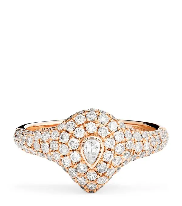 Jacquie Aiche Diamond Signet Ring - Rose Gold