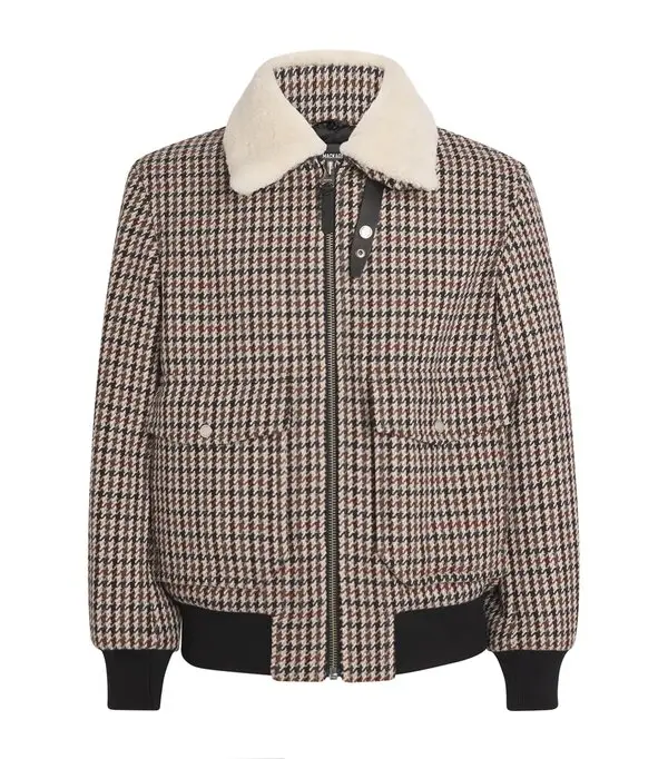 Mackage Houndstooth Wool-blend Bomber Jacket