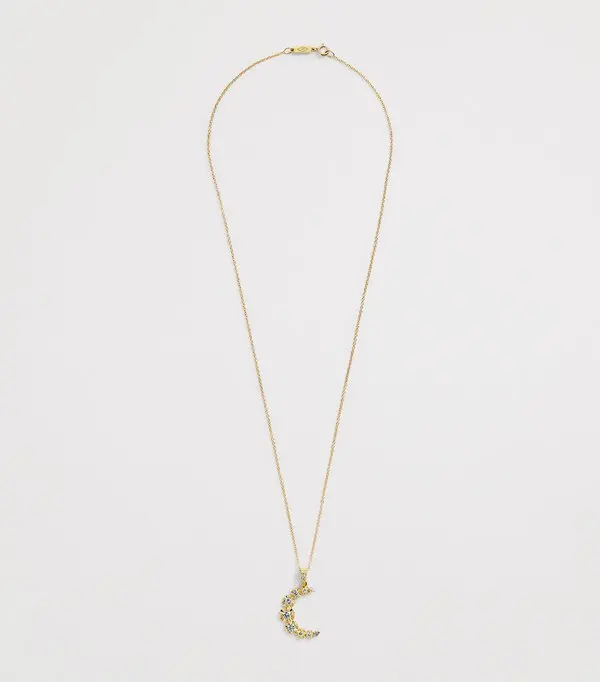 JENNIFER MEYER Yellow And Diamond Moon Pendant Necklace