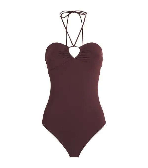 Tory Burch Halterneck One-piece Swimsuit - Brown