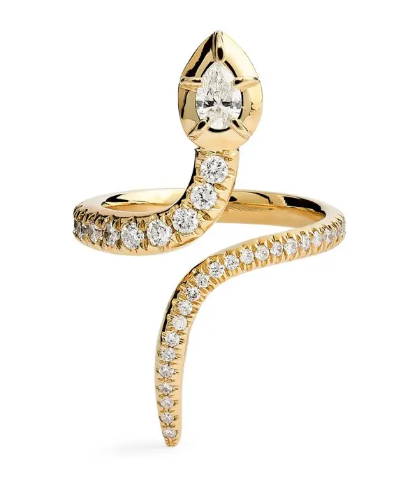 Jacquie Aiche Yellow And Diamond Sophia Snake Ring - Gold