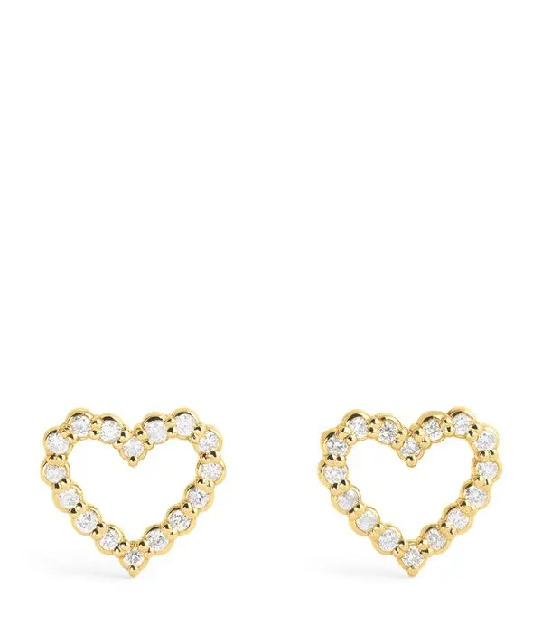 JENNIFER MEYER Mini Open Heart Stud Earrings - Gold
