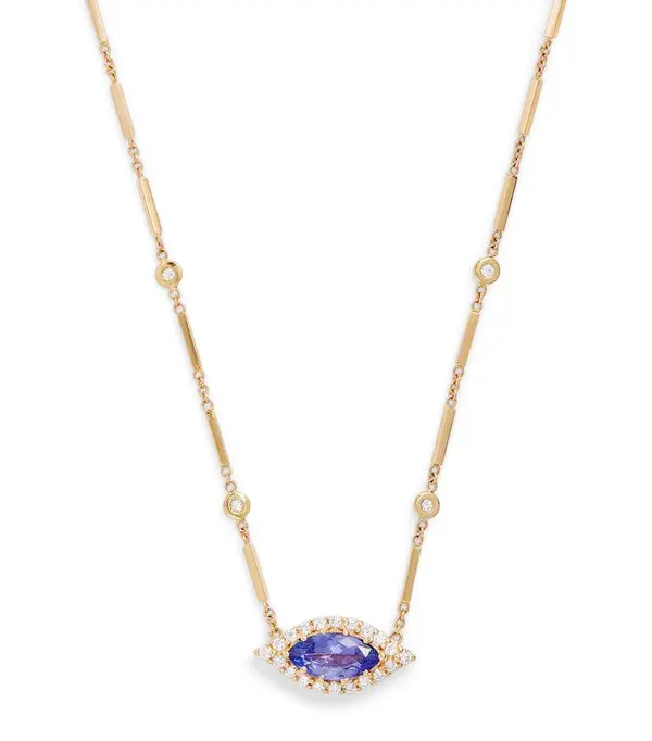 Jacquie Aiche Yellow Diamond, And Tanzanite Evil Eye Pendant Necklace - Gold