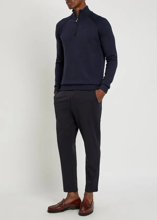 RAITH Tapered-leg Woven Trousers - Navy