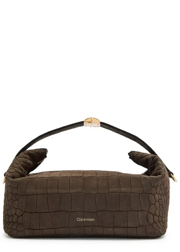 Calvin Klein Crocodile-effect Nubuck Top Handle Bag