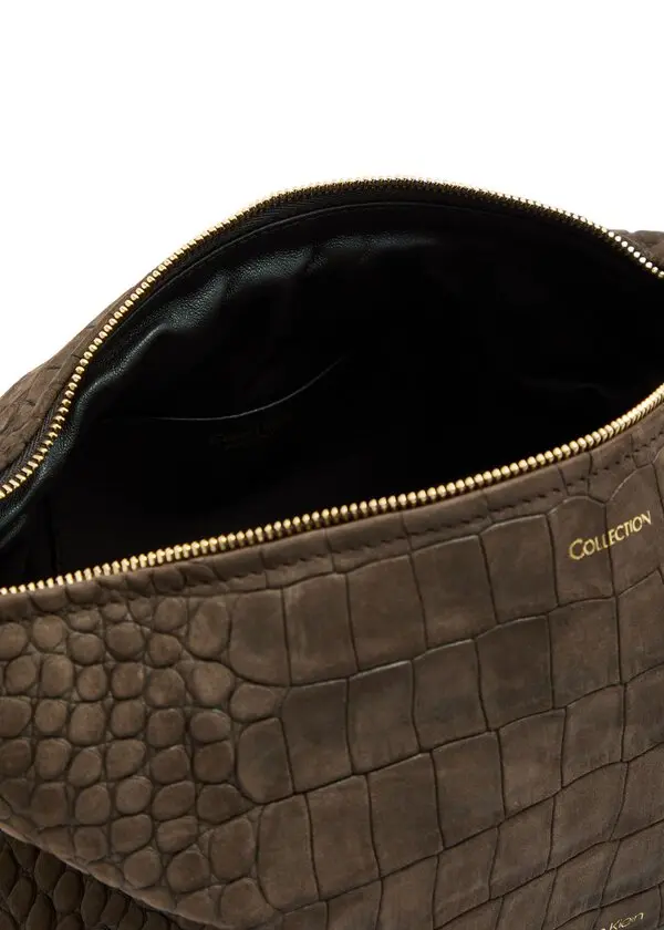 Calvin Klein Crocodile-effect Nubuck Top Handle Bag